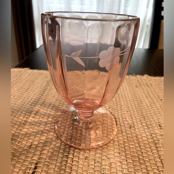 Other | Vintage Etched Cranberry Glass Short Vase | Poshmark